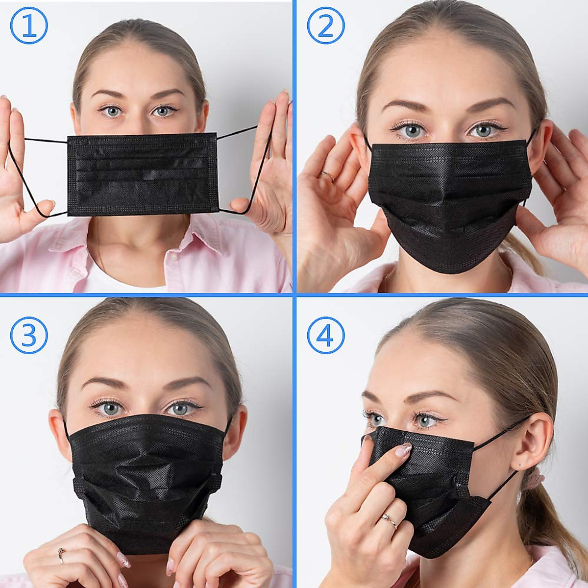 EAILGORL, Disposable 3 Layer Face Masks with Elastic Ear Band, Gray