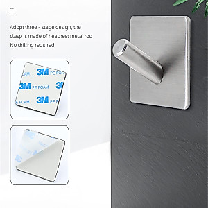 2PCS Adhesive Hooks Waterproof 304 Stainless Steel Hooks L-Shaped Hook Heavy Duty Wall Hangers for Hanging Coat、Towel、Hat or Key Suitable for Bathroom、Kitchen or Bedroom（Black）