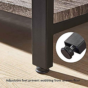 BON AUGURE Small 3 Tier Bookshelf, Rustic Industrial Book Shelf, Short Wood Metal Standing Etagere Bookcase for Living Room, Bedroom and Office (Dark Gray Oak)