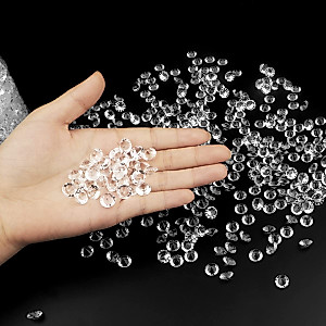 1100 Pieces Clear Wedding Table Scatter Confetti Crystals Acrylic Diamonds Rhinestones for Table Centerpiece Decorations Wedding Decorations Vase Beads Bridal Shower Decorations (10 MM)