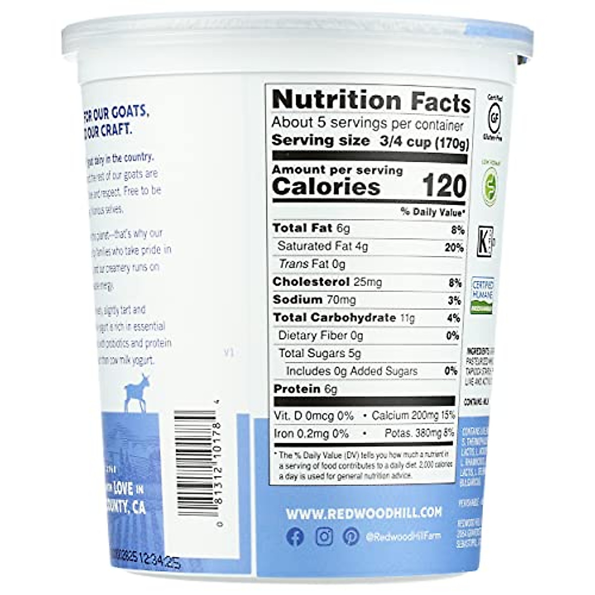 Redwood Hill Goat Milk Yogurt, Plain, 32 oz