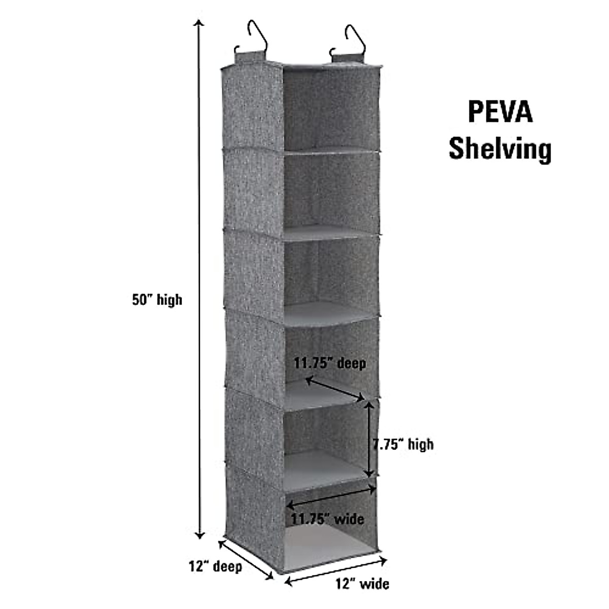 Household Essentials 6 Closet Organizer with Hooks Hanging Shelf, Graphite