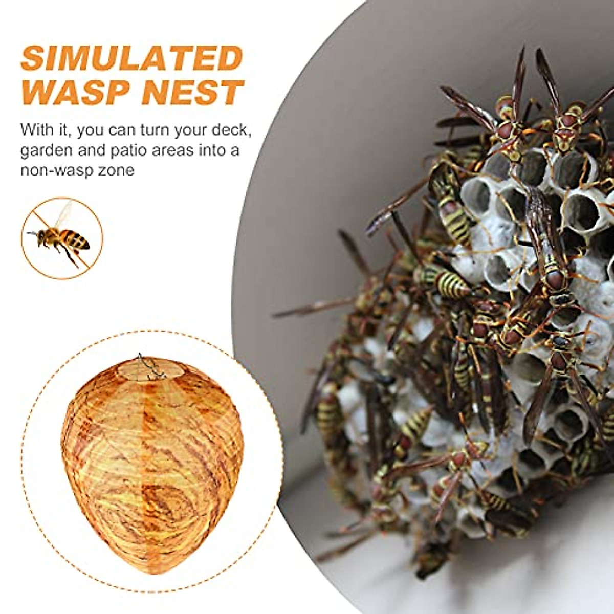 Hanging Fake Wasp Nest Wasp Nest Decoy Natural Wasp Friendly Hornets Nest Lantern for Garden Yard Outdoor