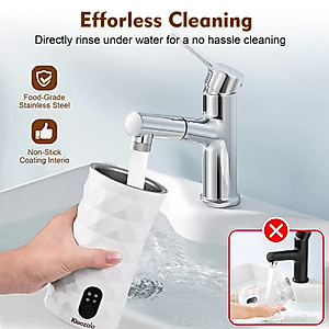 KIGOZOLO Milk Frother Steamer 4 in 1 Electric Coffee Frother with Quiet Operation,Effortless Foam,Unique Diamond Design,Temperature Control, and Auto Shut-Off, Perfect for Coffee Lovers(White)