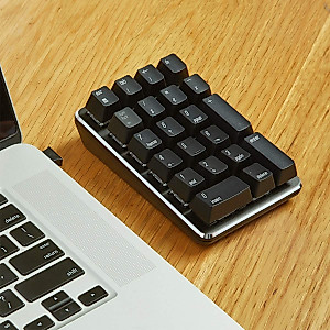 Qisan 2.4G Wireless Mechanical Numeric Keypad Cherry MX Brown Switch Gaming Keypad 21 Keys Mini Numpad Portable Keypad Extended Layout Black Magicforce
