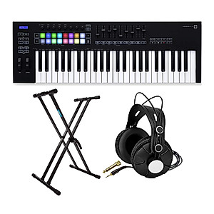 Novation Launchkey 49 MK3 49 Key USB MIDI Keyboard Controller Bundle with Headphones and Keyboard Stand (3 Items)