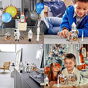 Lehoo Castle Building Toys for Kids Age 3-12,Space Station Space Shuttle Building Kit Including Astronaut, Rocket, Lunar Lander and Space Capsule, STEM Space Toy for Boys and Girls (109pcs)