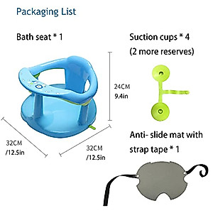 CAM2 Baby Bath Seat Non-Slip Infants Bath tub Chair with Suction Cups for Stability, Newborn Gift, 6-18 Months (Blue)…
