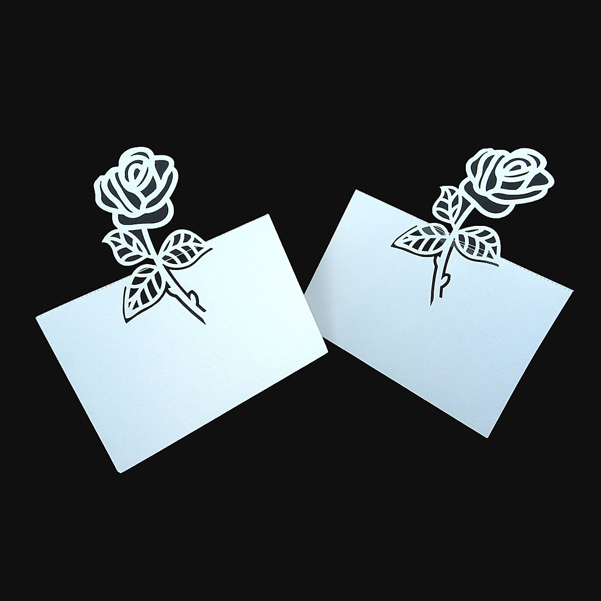 Gocomcom Honbay 50pcs Wedding Party Table Name Place Cards, Rose Number Name Card, Wine Glass Cards for Wedding and Chrismas Party Decoration (White)