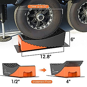 Cleyean RV Leveling Blocks, Camper Leveling Blocks Ramp Kit with 2 Levelers, 2 Chocks, 2 Anti-Slip Mats and Carrying Bag, Double Non-Slip Design, Up to 35,000 lbs, Perfect for Travel Trailers Campers