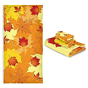 Fall Bathroom Towels Sets Fall Design Towel Set of 3, 1 Bath Towels 1 Hand Towels 1 Washcloth Soft Highly Absorbent Multipurpose for Kitchen Beach Gym Spa Decorative, Autumn Yellow Maple Leaves
