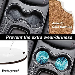 2 Pack Absorbent Car Cup Holder Coasters,Beautiful Scene Ceramic Car Insert Coasters with Fingertip Grip for Easy Removal,Brilliant Vehicle Accessories for Men & Women 2.64 Inches(Bleautiful Sea)