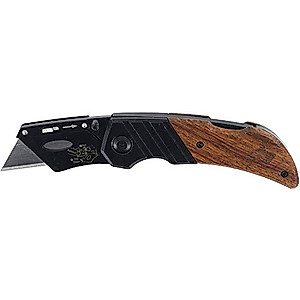 Husky 97211 Wood Handled Folding Sure-Grip Lock Back Utility Knife w/ 1 Disposable Blade Included