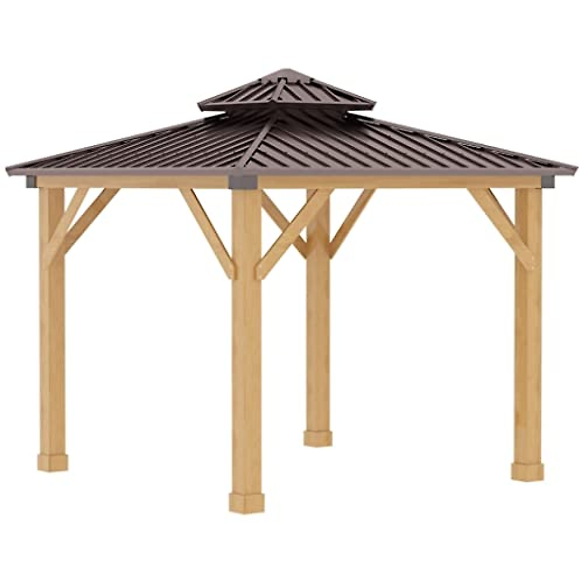 ZZBJ 10' X 10' Hardtop Gazebo Patio Canopy Shelter Outdoor W/Steel Double Tier Roof for Garden, Patio, Backyard