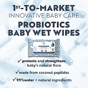 HEROLIFE Large Probiotics Baby Wipes for Delicate & Sensitive Skin, Plant-Based, Biodegradable, Hypoallergenic & Fragrance-Free, formulated with plant-derived, probiotic ingredients (3 packs of 40 =