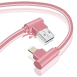 Quickeep Lightning Cable 10ft 90 Degree iPhone Charger 3 Pack Right Angle iPhone Charging Cable Nylon Braided Fast Charge Cord Compatible with iPhone 14/13/12/11/ XS/XR/X/8/7/6 (Rose Gold)