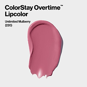 Revlon Liquid Lipstick with Clear Lip Gloss, ColorStay Overtime Lipcolor, Dual Ended with Vitamin E, 220 Unlimited Mulberry, 0.07 Fl Oz