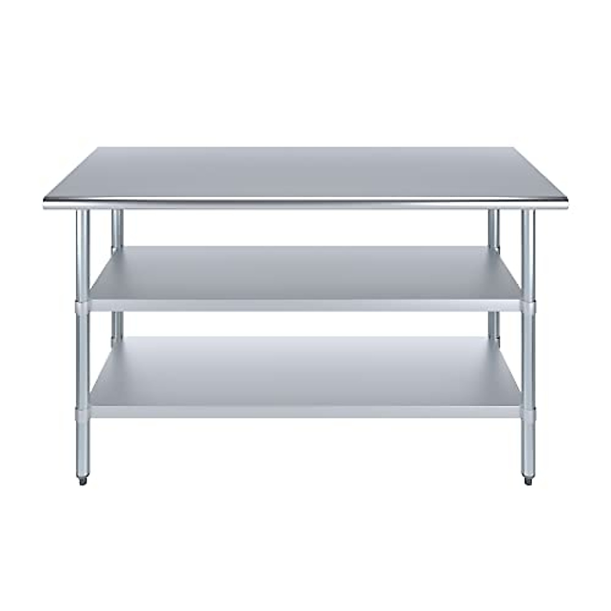 60" Long X 24" Deep Stainless Steel Work Table with 2 Shelves | Metal Food Prep Station | Commercial & Residential NSF Utility Table