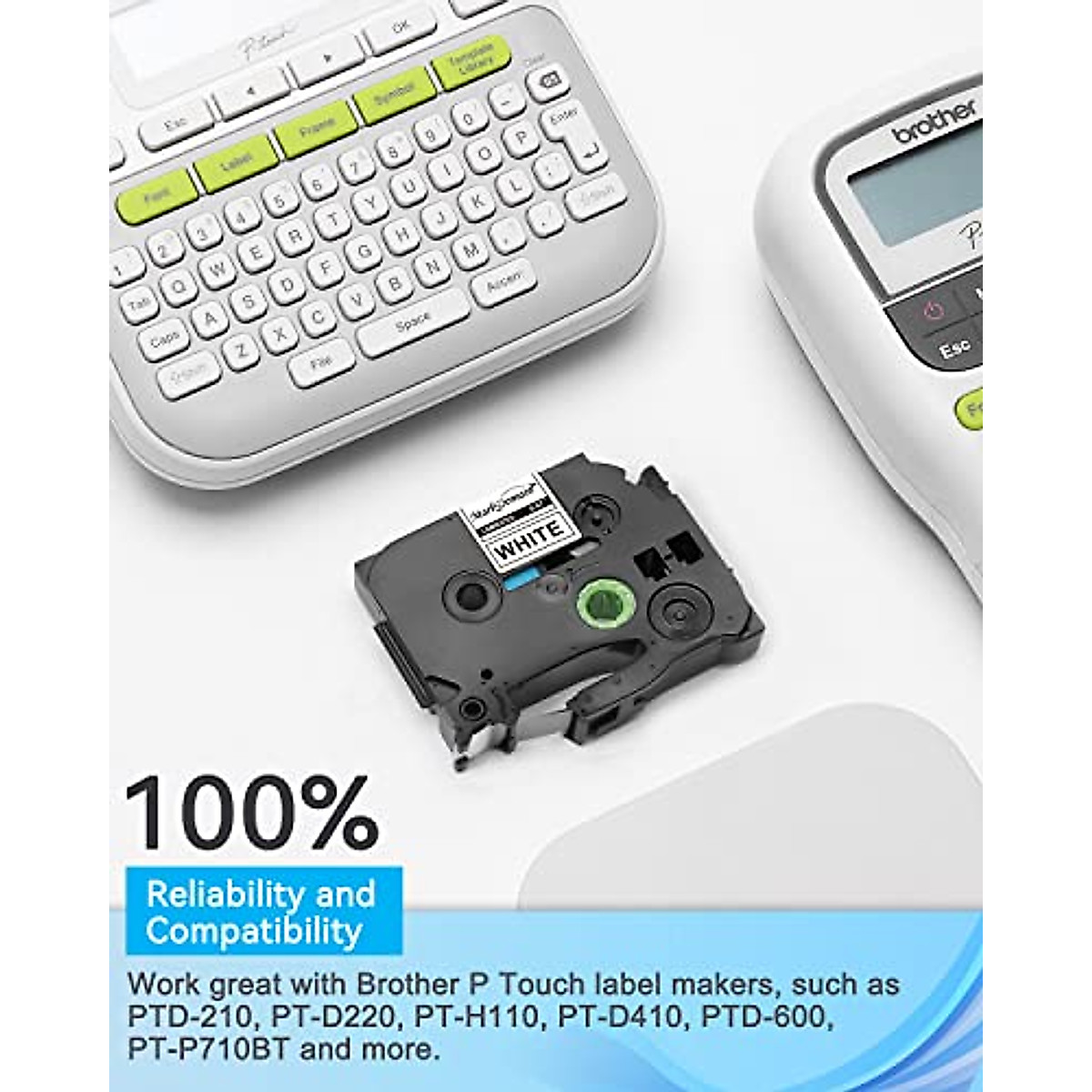 MarkDomain Label Maker Tape Replacement for Brother TZe-231 TZ-231 Laminated P Touch Label Tape 12mm 0.47 Inch Black on White Tape, Compatible with Brother PT-D210 H110 D220 D410 D600, 4-Pack