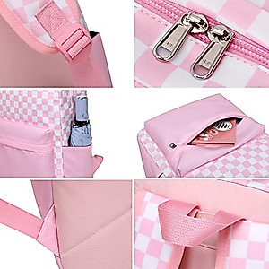 Sunborls Teen Girls Large Capacity Bookbags Backpack with Lunch Box and Pencil Case 3pcs Back To School Backpacks Gift（Plaid Pink）