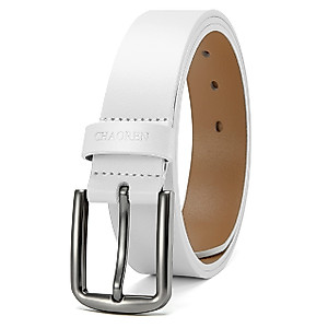 CHAOREN Golf White Belt Men Leather - Mens Belts Casual for Jeans 1 3/8" - Perfect Belt for Daily Use