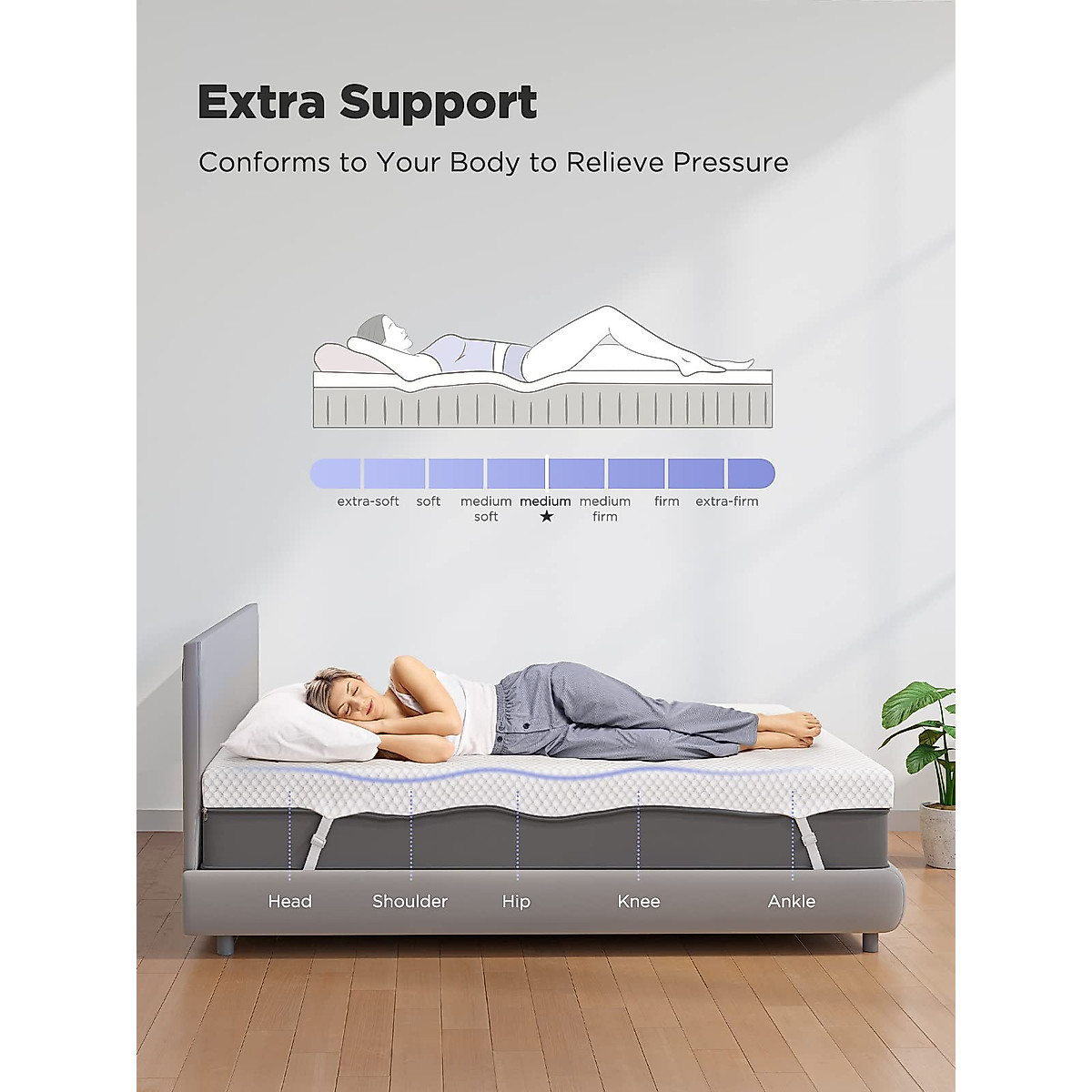 PERLECARE 3 Inch Gel Memory Foam Mattress Topper for Pressure Relief, Premium Soft Cooling Sleep, Non-Slip Design with Removable & Washable Cover, CertiPUR-US Certified - Twin XL