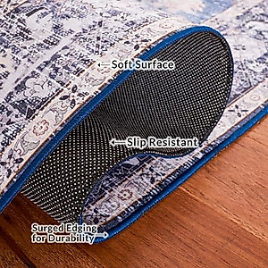 SAFAVIEH Tucson Collection Runner Rug - 2'6" x 12', Blue & Charcoal, Persian Design, Non-Shedding Machine Washable & Slip Resistant Ideal for High Traffic Areas in Living Room, Bedroom (TSN137M)