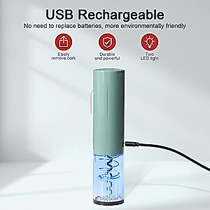 Gokilife Electric Wine Opener - Automatic Electric Wine Bottle Corkscrew Opener with Foil Cutter, One-click Button Rechargeable Remover for Wine Lovers Gift Home Kitchen Party Bar Wedding (Green)