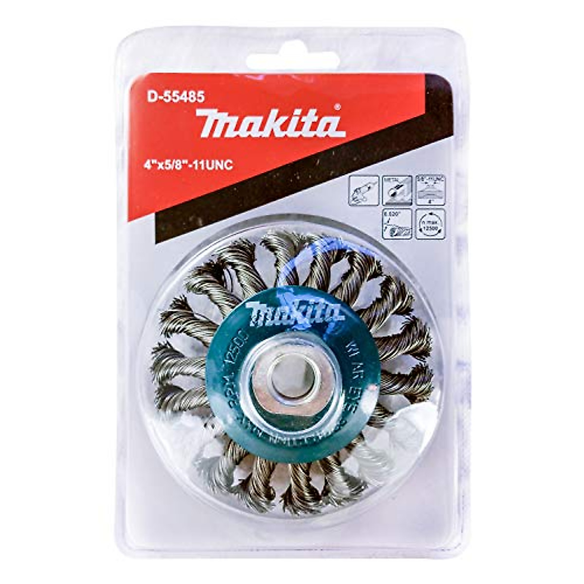 Makita 1 Piece - 4 Inch Knotted Twist Wire Wheel Brush for Grinders - Heavy-Duty Conditioning for Metal - 4" x 5/8-Inch | 11 UNC