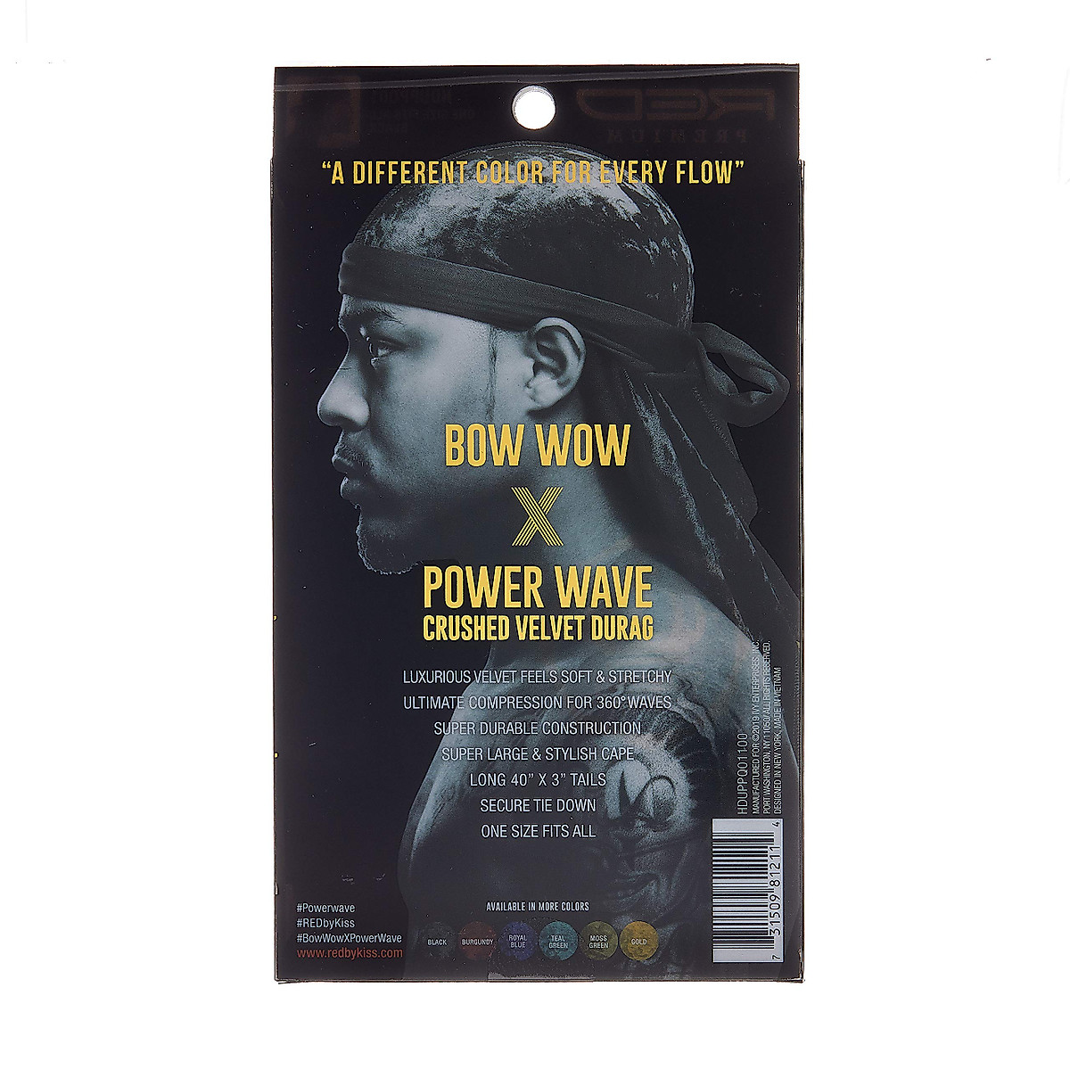 KISS RED Premium Bow Wow X Power Wave Crushed Velvet Durag (Black)