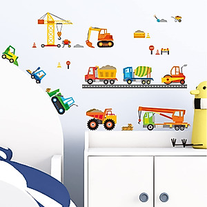 DECOWALL DS-8012 Construction Site Cars Island Kids Wall Stickers Wall Decals Peel and Stick Removable Wall Stickers for Kids Nursery Bedroom Living Room (Small) d?cor