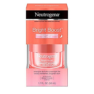 Neutrogena Bright Boost Overnight Recovery Gel Cream with Neoglucosamine, Brightening Nighttime Moisturizer, Oil-Free & Non-Comedogenic, 1.7 oz