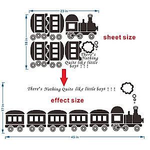 ANFRJJI Train Wall Decal and High-Speed Rail Wall Sticker with Removable PVC - Perfect for Decorating Kids' Rooms, Nurseries, and Student Dorms JWH142 (Black)