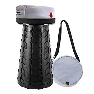 Deer's Life Portable Collapsible Stool with Cushion Pad, Retractable Folding Telescopic Camping Seat for Adults, Small Lightweight Sturdy Adjustable Stools for Travel,Kitchen,Garden,Fishing