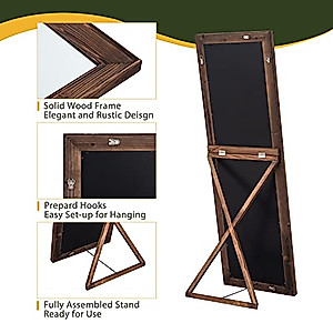 NicBex 64 x 21 Inch Full Lenth Mirror with Wooden Stand, Free Standing Floor Mirror, Wall Mounted Mirror, Rustic and Farmhouse Mirror for Bedroom, Dressing Room, Living Room, Maple (with Stand), 64x21