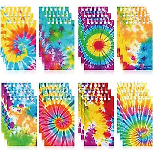 24 Pcs Mini Tie Dye Notebooks Pastel Art Party Small Notepads Tie Dye Spiral Pocket Notebook Party Hippie Mini Notepad for Kids Teacher Classroom Supplies Birthday Party Favors, 2.36 x 3.94 Inch