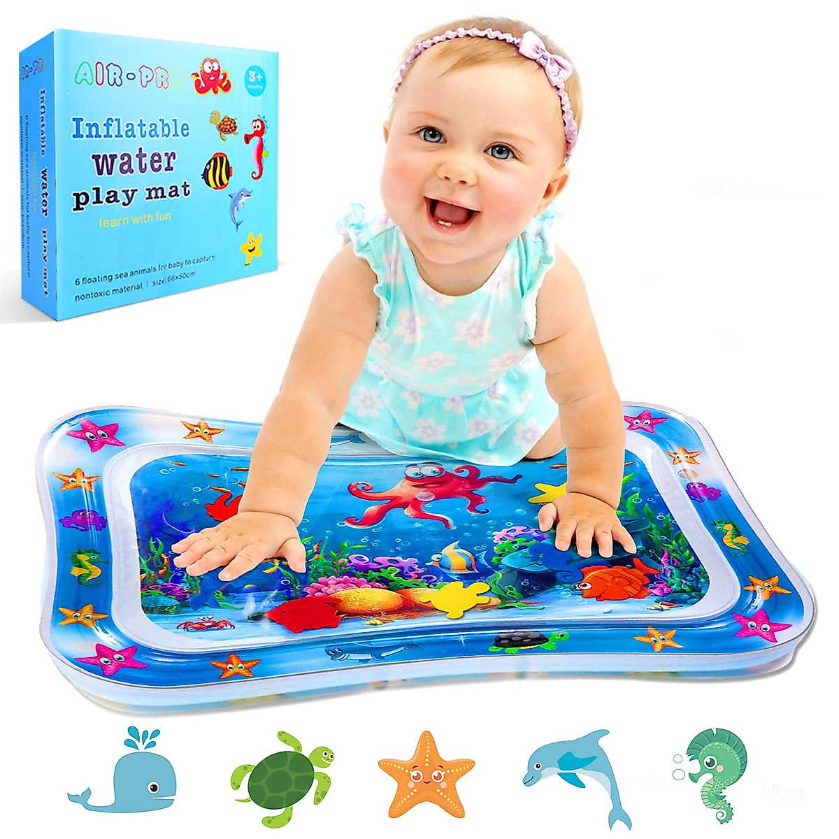 Niskite Tummy Time Water Mat - Baby Water Play Mat Tummy Time Toys,Inflatable Baby Tummy Time Mat for Sensory Development,Baby Toys for 3 6 9 12 Months Infant Boy Girl Gifts