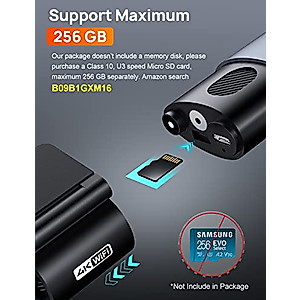 Dash Cam 4K WiFi 2160P Dash Camera for Cars, Car Camera Dash Cam Front Recorder, Dashcam for Cars with App, 24 Hours Parking Mode, G-Sensor, Night Vision, Loop Recording, Support 256GB Max