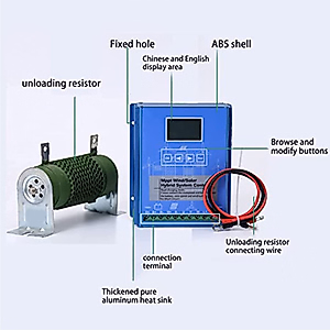 4000W Wind-Solar Hybrid Controller 12V/24V/48V, LCD Display MPPT Boost Charging Multifunctional Wind-Solar Hybrid Controller, 2000W Wind Turbine and 2000W Solar,12v