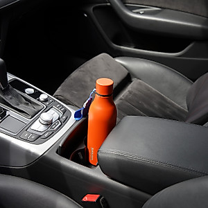 BJPKPK Insulated Water Bottles, 18 oz Stainless Steel Metal Water Bottle with Strap, BPA Free Leak Proof Thermos, Mugs, Flasks, Reusable Water Bottle for Sports & Travel, Orange