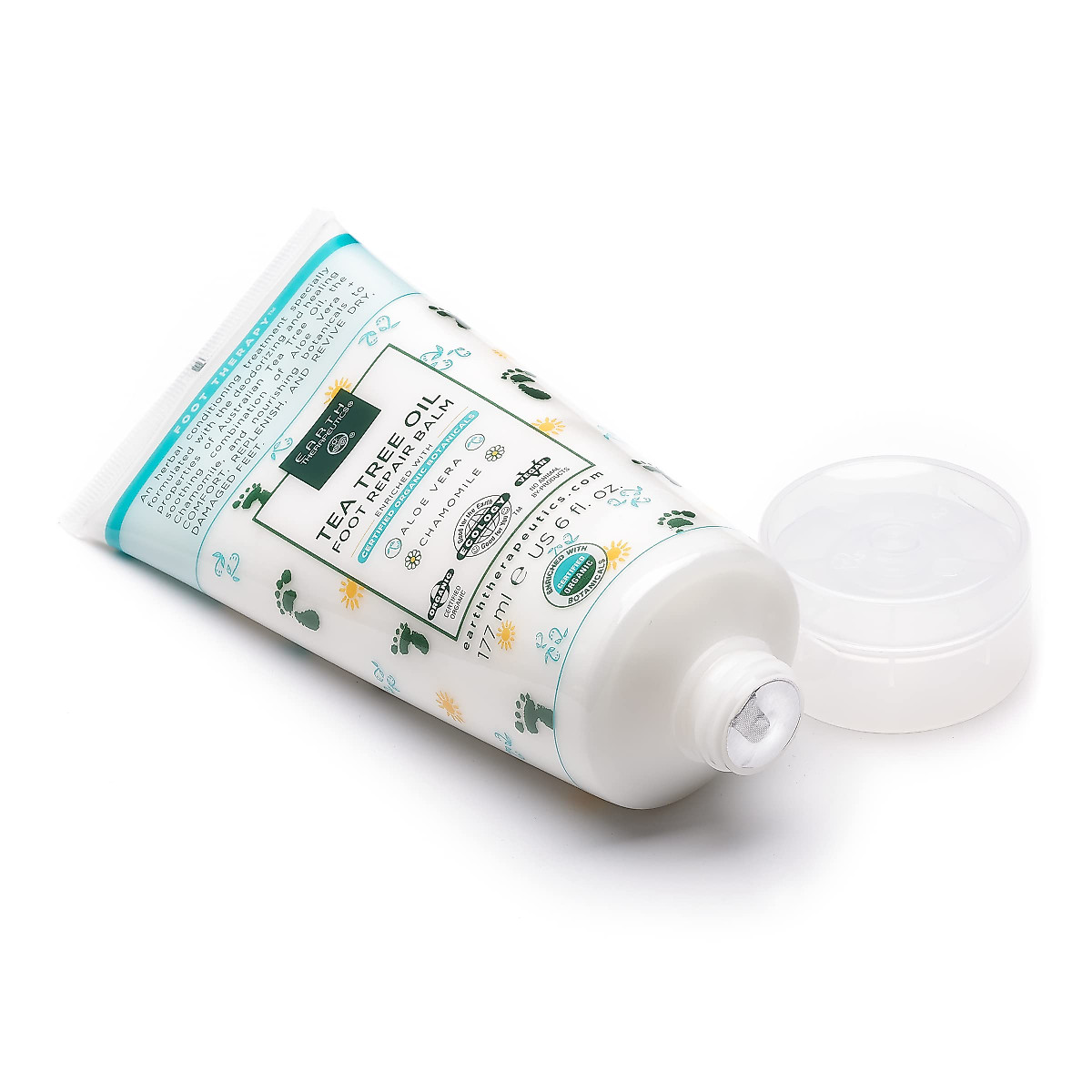 Earth Therapeutics Tea Tree Oil Foot Balm – Australian Tea Tree Oil w/Aloe Vera & Chamomile – Hydrates, Softens & Conditions Dry Cracked Feet, Heel and Calluses – Soothe Irritated Skin – 6 Ounces