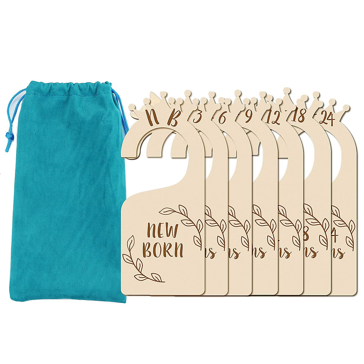 Wooden Unicorn Baby Closet Divider,Upgrade NB to 24 Months Baby Cloth Organizer by Age and Size Nursery Infant Wardrobe Divider Gift for Newborn Baby Shower (Crown)