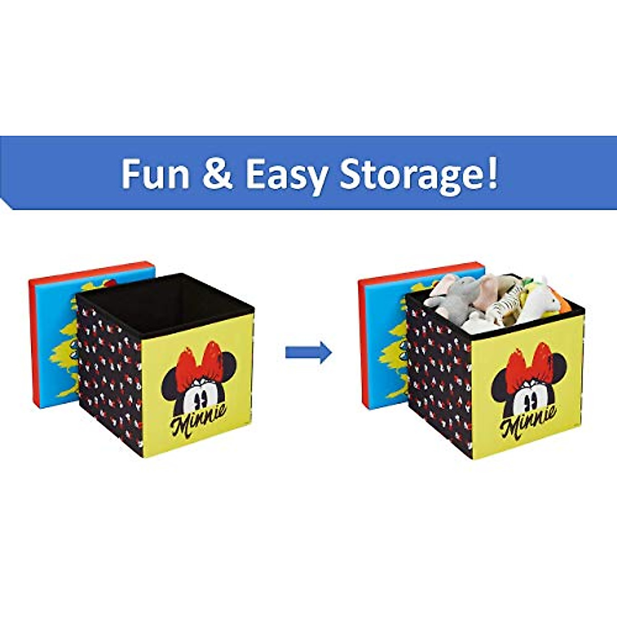 Disney Minnie Mouse Storage Ottoman, 15” Toy Box