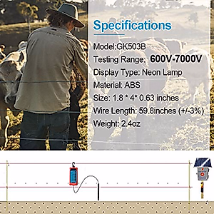 ALLOSUN GK503B NEON Electric Fence Voltage Tester Max 7 kV, Red