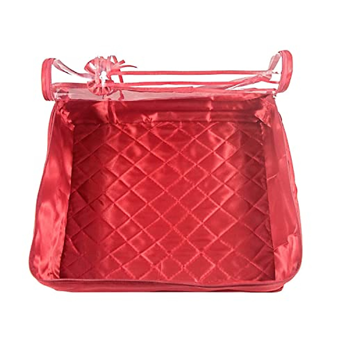 atorakushon Fabric Satin Saree and Blouse Covers Garments Clothes Storage Bag Wardrobe Organizers With Double Zip Lock & Transparent Window Set of 5 Maroon