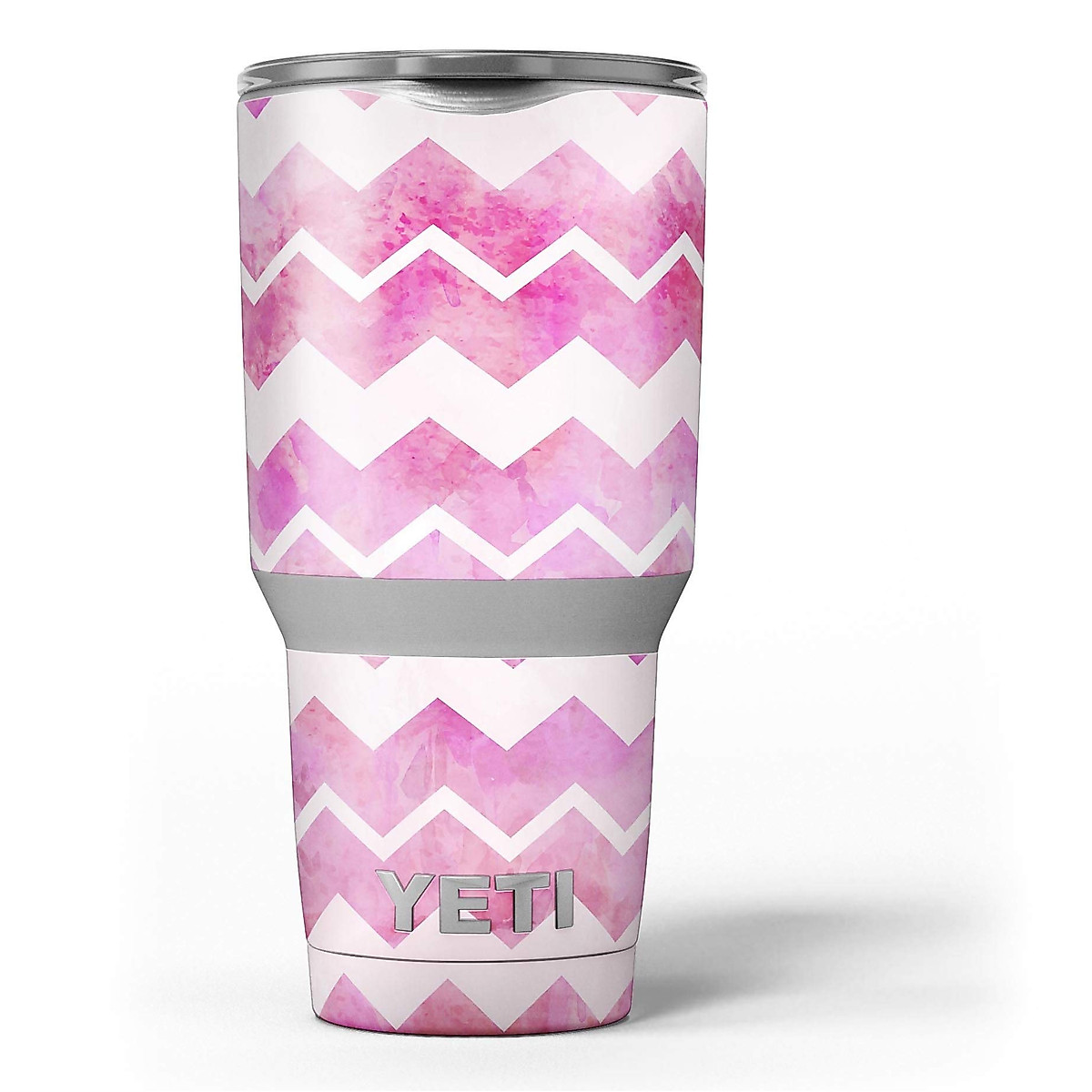 Design Skinz Pink Water Color with White Chevron - Skin Decal Vinyl Wrap Kit Compatible with The Yeti Rambler Cooler Tumbler Cups