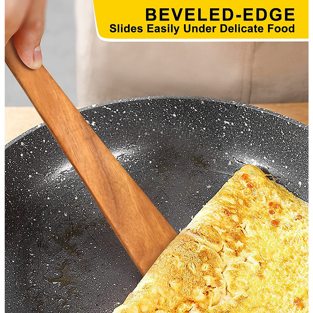 Best Wooden Spatula for Cooking Kitchen Turner Spatula Teak Wood Scraper Spatula Serving Baking Spatula Non Stick Kitchen Utensils Flat Fish Spatula Egg Flipper Spatula