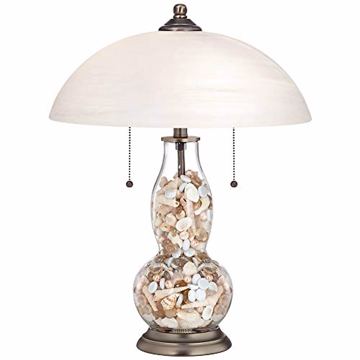 Color + Plus Modern Accent Table Lamp 21.5" High Clear Glass Double Gourd Alabaster Dome Shade for Living Room Family Bedroom Bedside Office