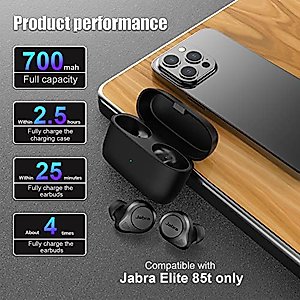 Replacement Charging Case Compatible with Jabra Elite 85t Wireless Charger Case with 700mAh Built-in Battery, Bluetooth Earphone Substitute Charging Case(85t Charger Case Only, Earbuds not Included)