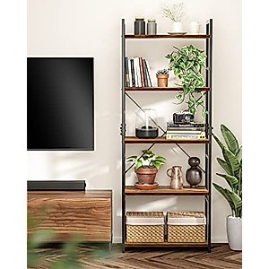 Pipishell Bookshelf, 6-Tier Bookcase with Storage Drawer, Tall Bookshelf Storage Rack with Metal Frame & Wood Grain Finish, Industrial Bookshelf for Living Room, Bedroom, and Home Office, PIBS02WN